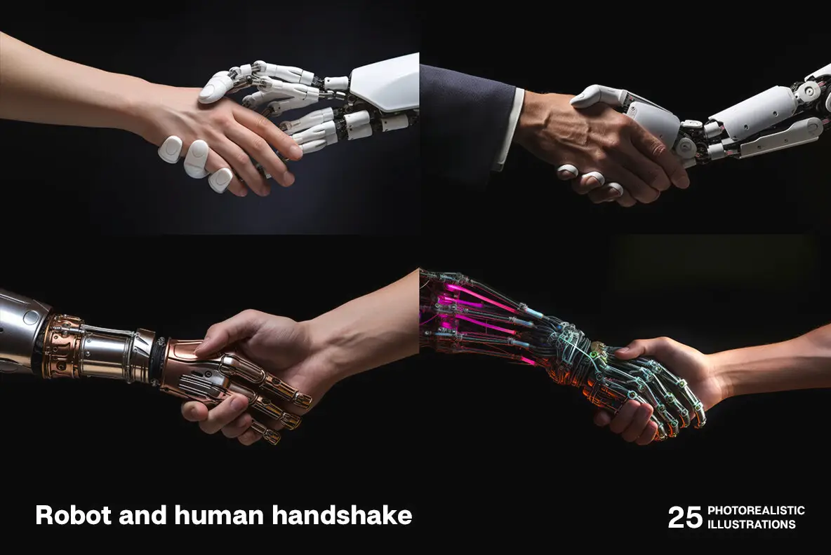 Robot and human handshake Graphics - YouWorkForThem