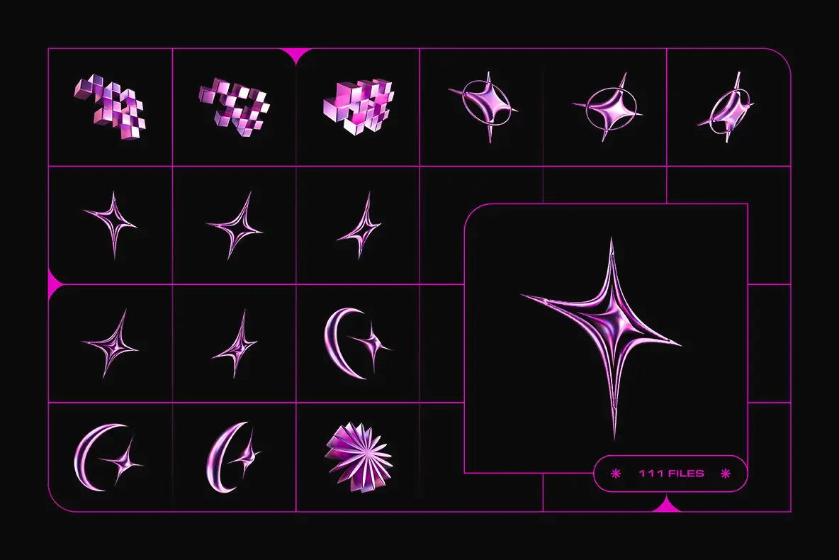 3D Y2K Objects Collection Graphics - YouWorkForThem