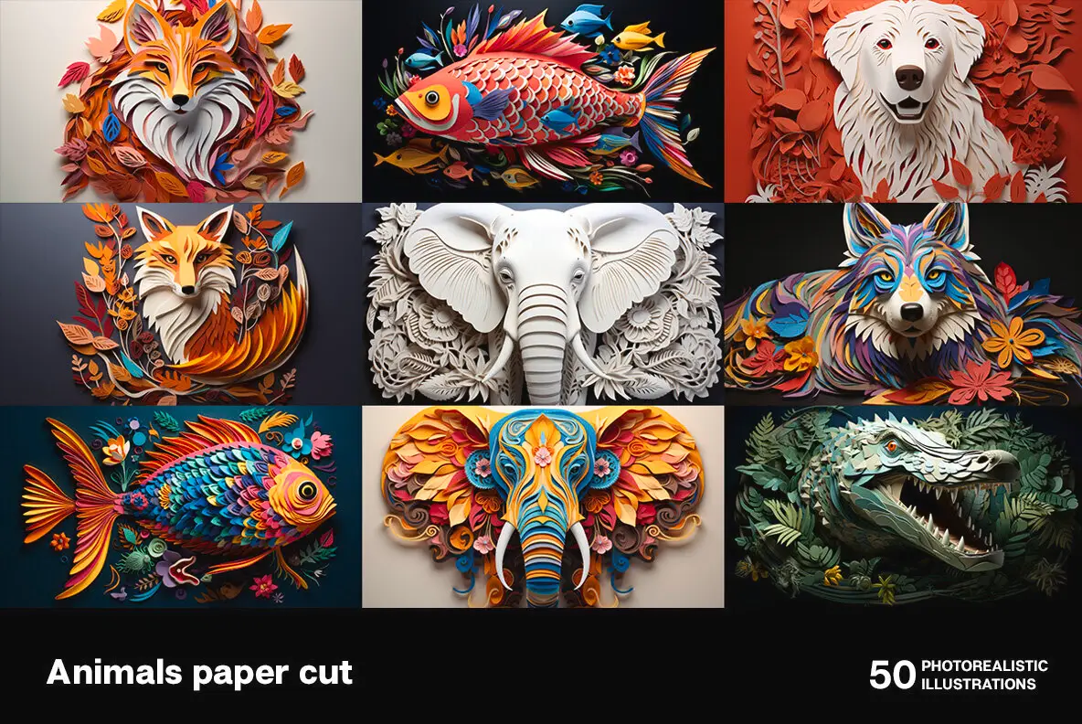 Animals Paper Cut Graphics - YouWorkForThem