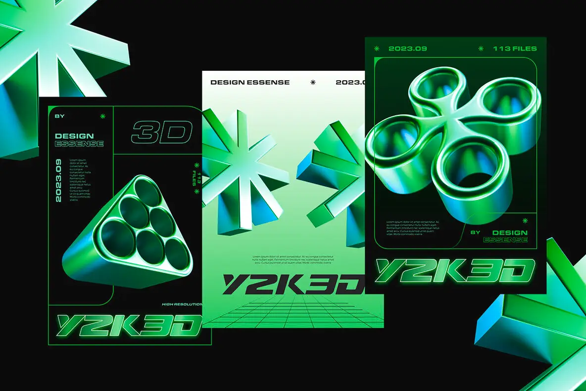 Y2K 3D Shapes Collection Graphics - YouWorkForThem