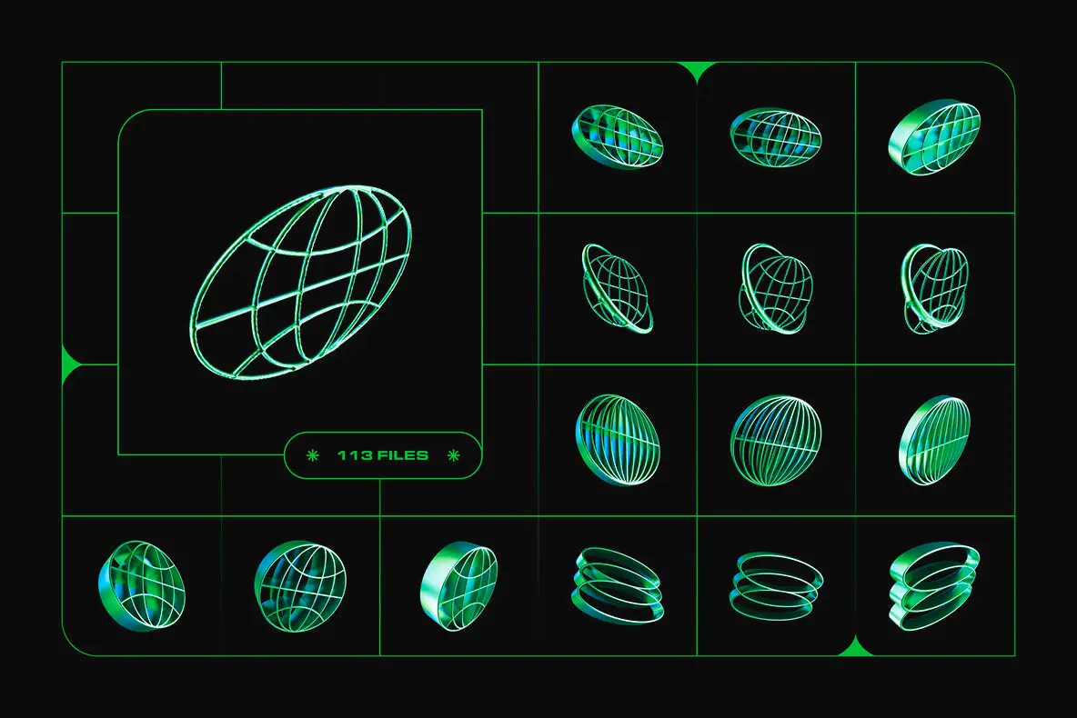 Y2K 3D Shapes Collection Graphics - YouWorkForThem