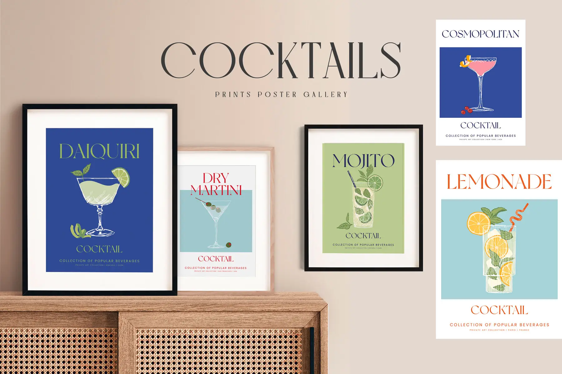 Cocktail Prints Posters Illustrations - YouWorkForThem