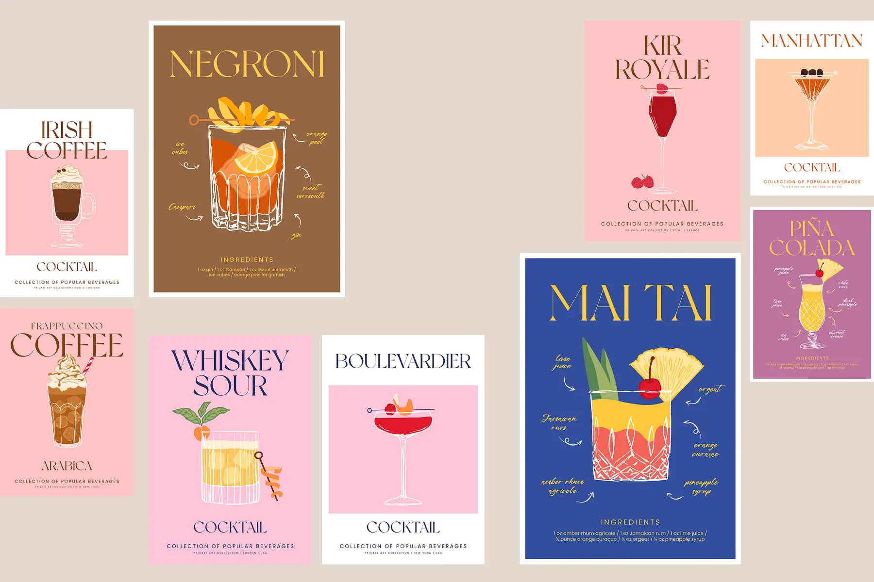 Cocktail Prints Posters Illustrations - YouWorkForThem