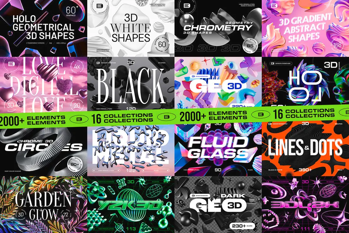 Massive 3d Bundle 2000 Elements Graphics Youworkforthem