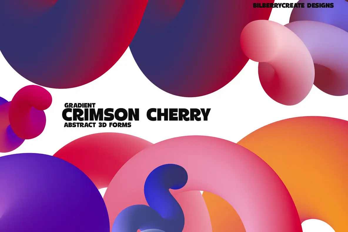 Crimson Cherry 3D Forms Graphics - YouWorkForThem