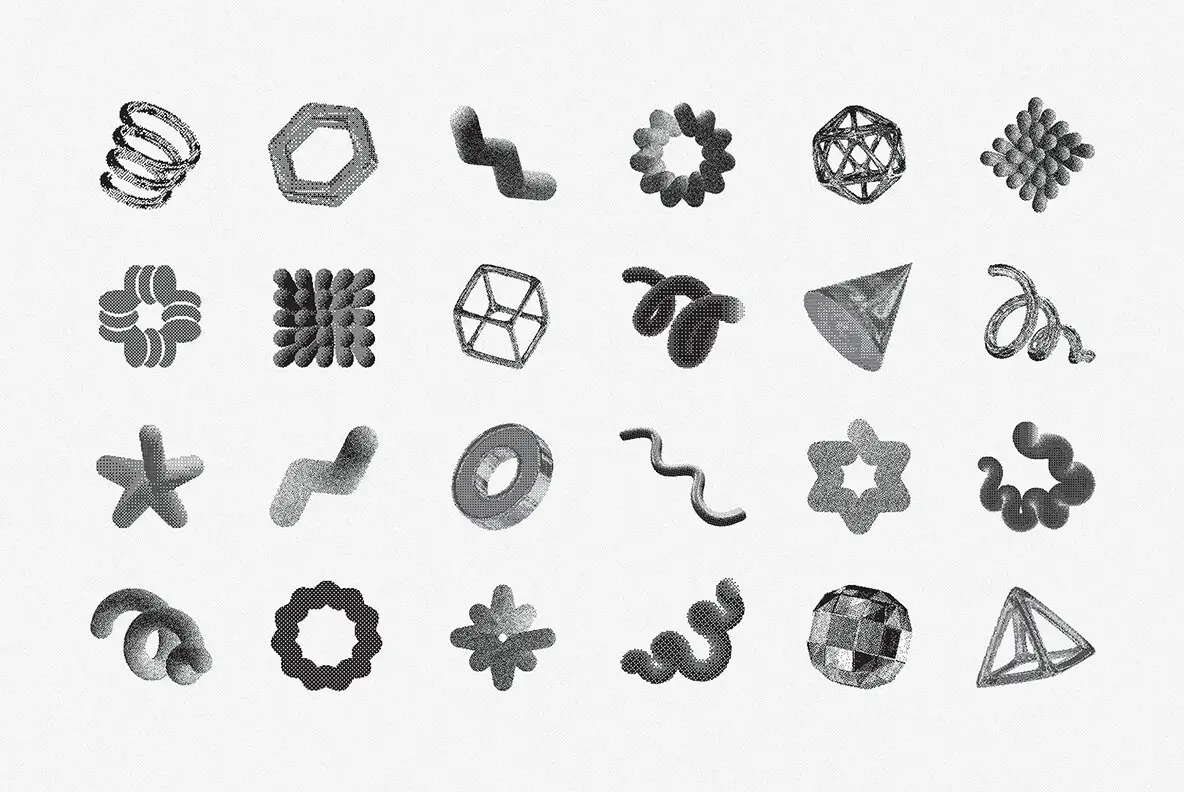 144 Dithering Bitmap Vector Shapes Graphics - YouWorkForThem