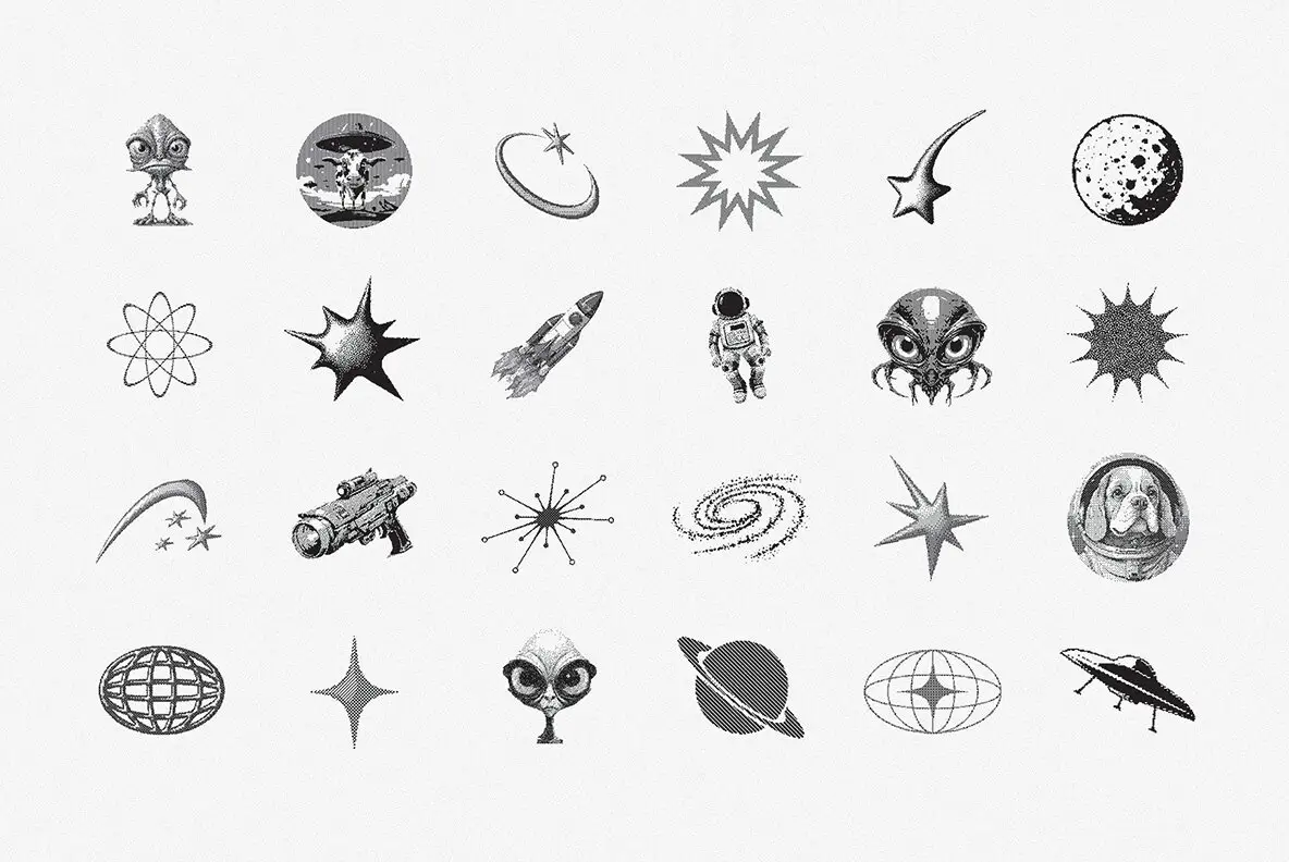 144 Dithering Bitmap Vector Shapes Graphics - YouWorkForThem