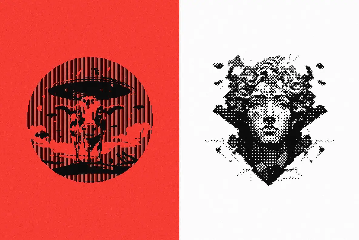 144 Dithering Bitmap Vector Shapes Graphics - YouWorkForThem