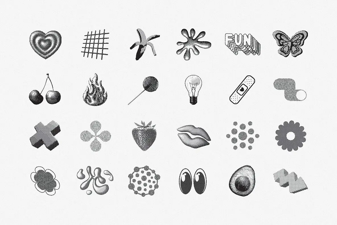 144 Dithering Bitmap Vector Shapes Graphics - YouWorkForThem