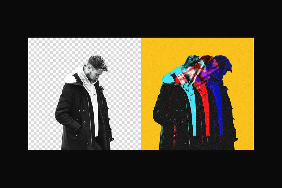 Triple Halftone Exposure Photo Effect - YouWorkForThem