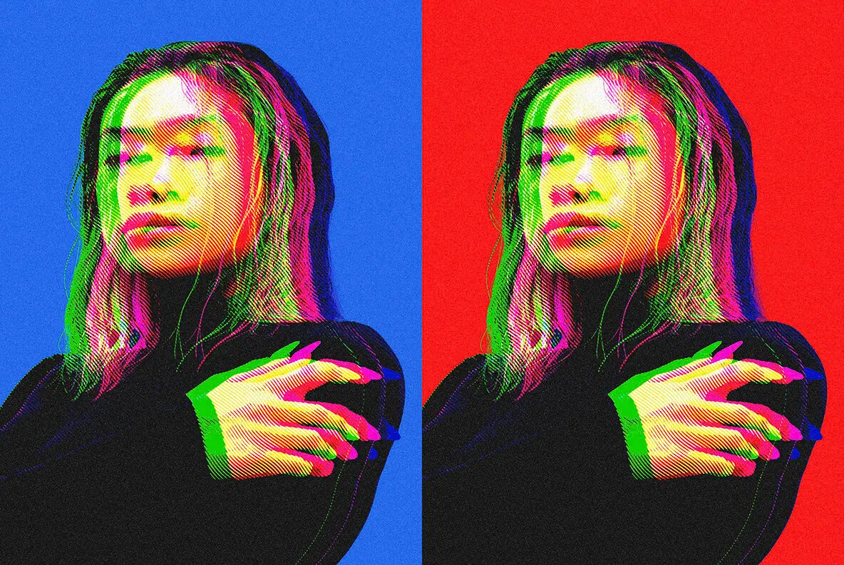 Triple Halftone Exposure Photo Effect - YouWorkForThem