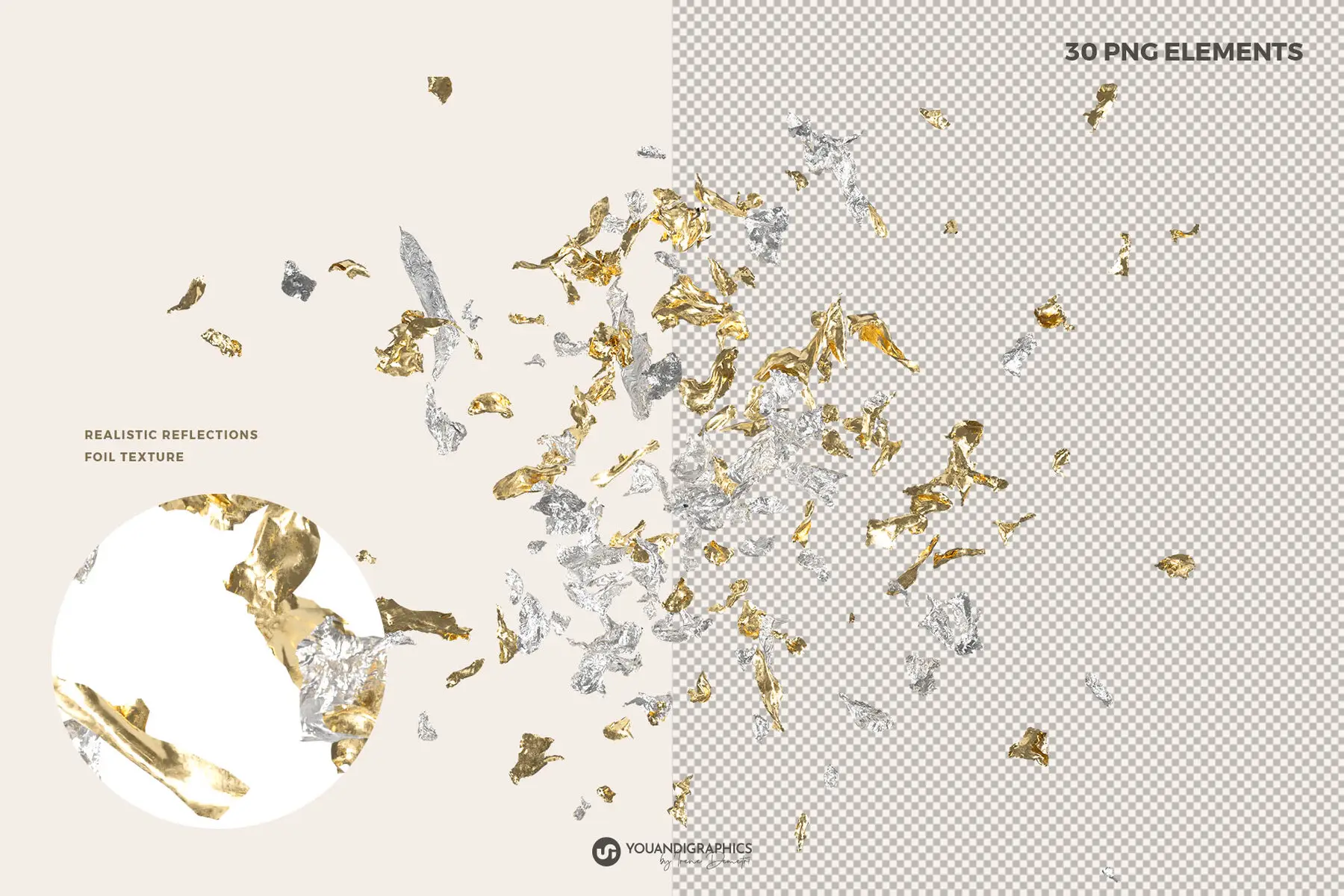 Gold Silver Foil PNG Elements Graphics - YouWorkForThem