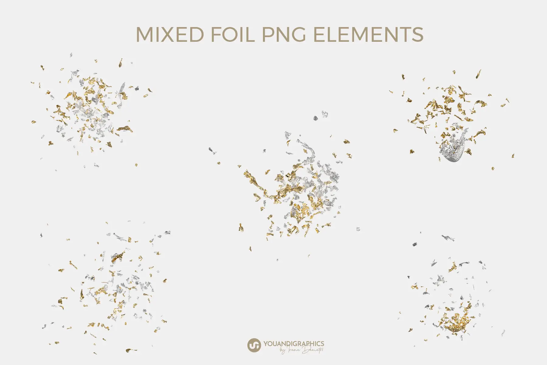 Gold Silver Foil PNG Elements Graphics - YouWorkForThem