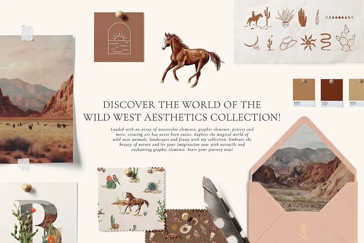 Wild West Watercolor Western Collection Graphics - YouWorkForThem