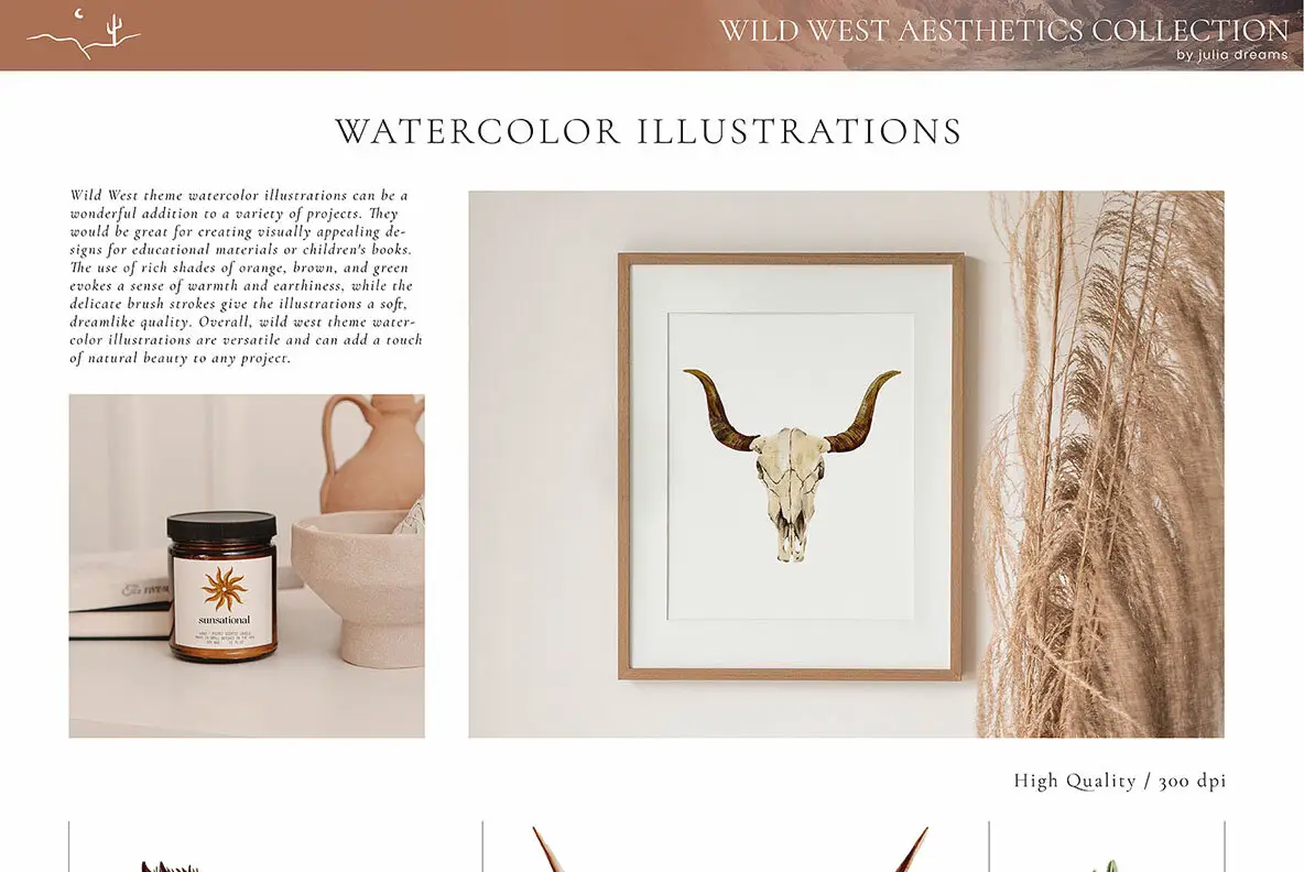 Wild West Watercolor Western Collection Graphics - YouWorkForThem