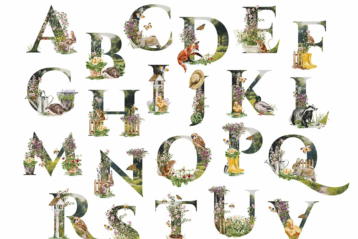 Garden Wonders Watercolor Collection Graphics - YouWorkForThem