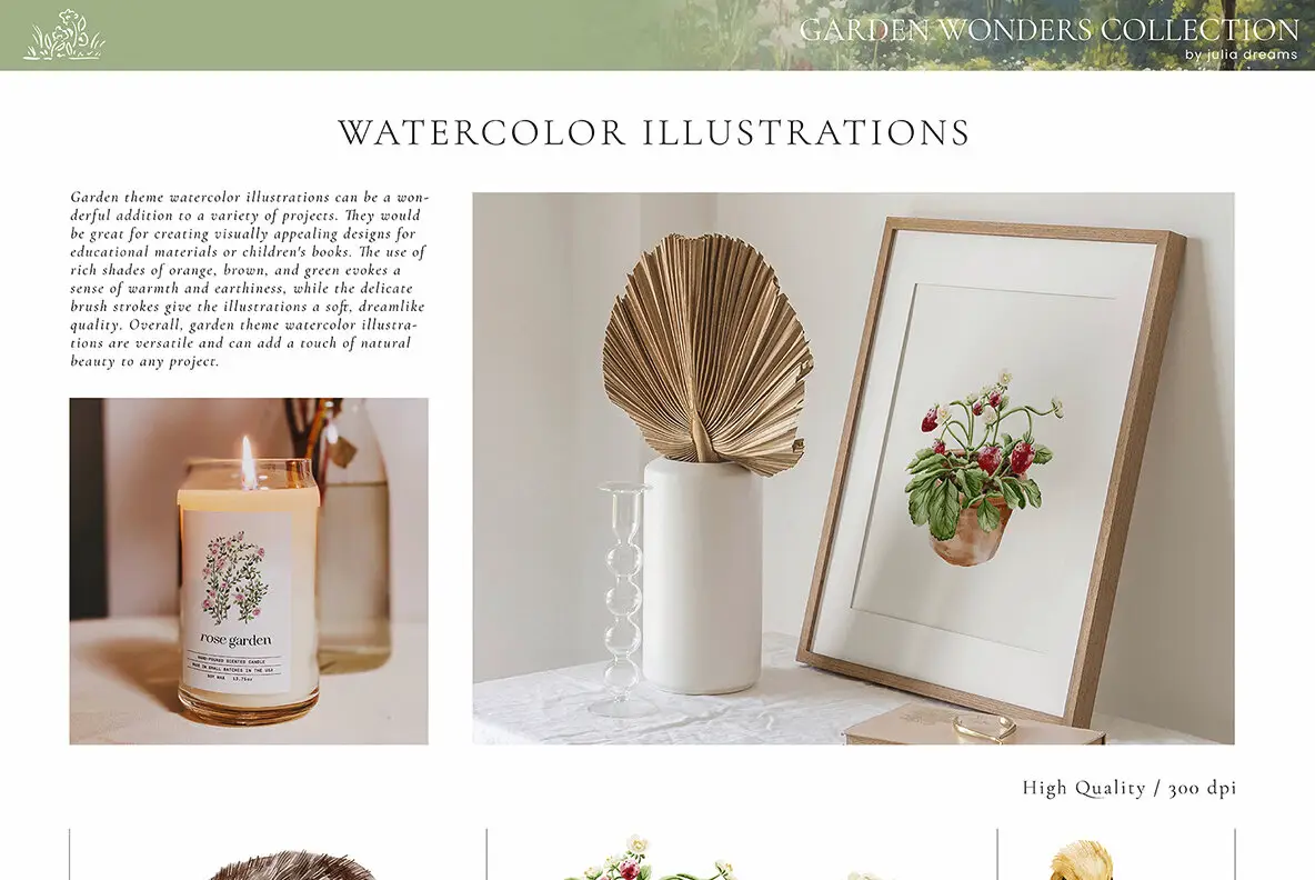 Garden Wonders Watercolor Collection Graphics - YouWorkForThem