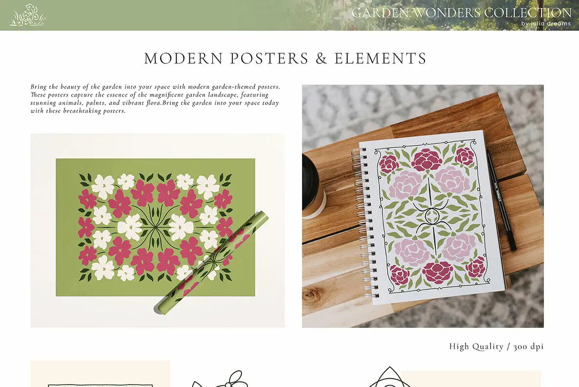 Garden Wonders Watercolor Collection Graphics - YouWorkForThem