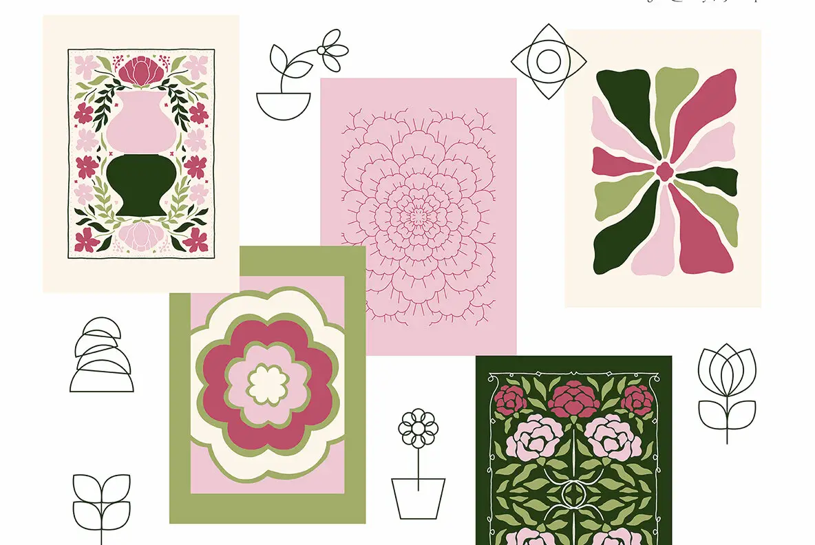 Garden Wonders Watercolor Collection Graphics - YouWorkForThem