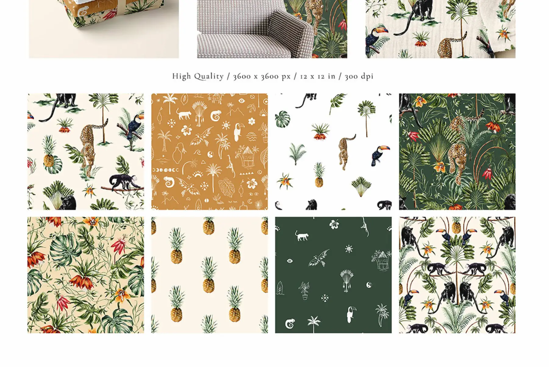 Jungle Luxe Watercolor Tropical Collection Graphics - YouWorkForThem