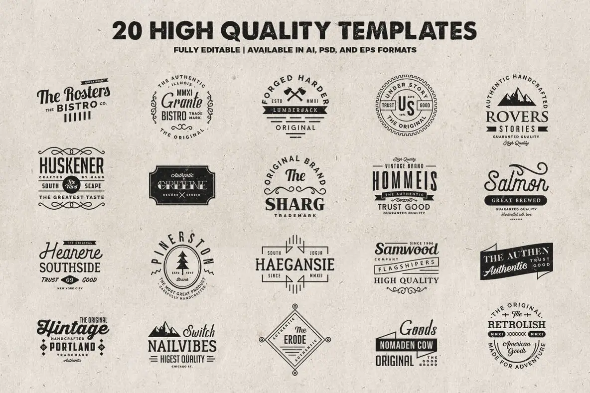 Modern Vintage Logo Badge Templates Graphics - YouWorkForThem
