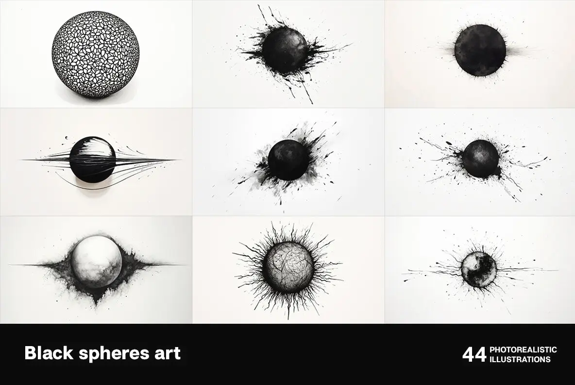 Black Spheres Art Abstract - YouWorkForThem