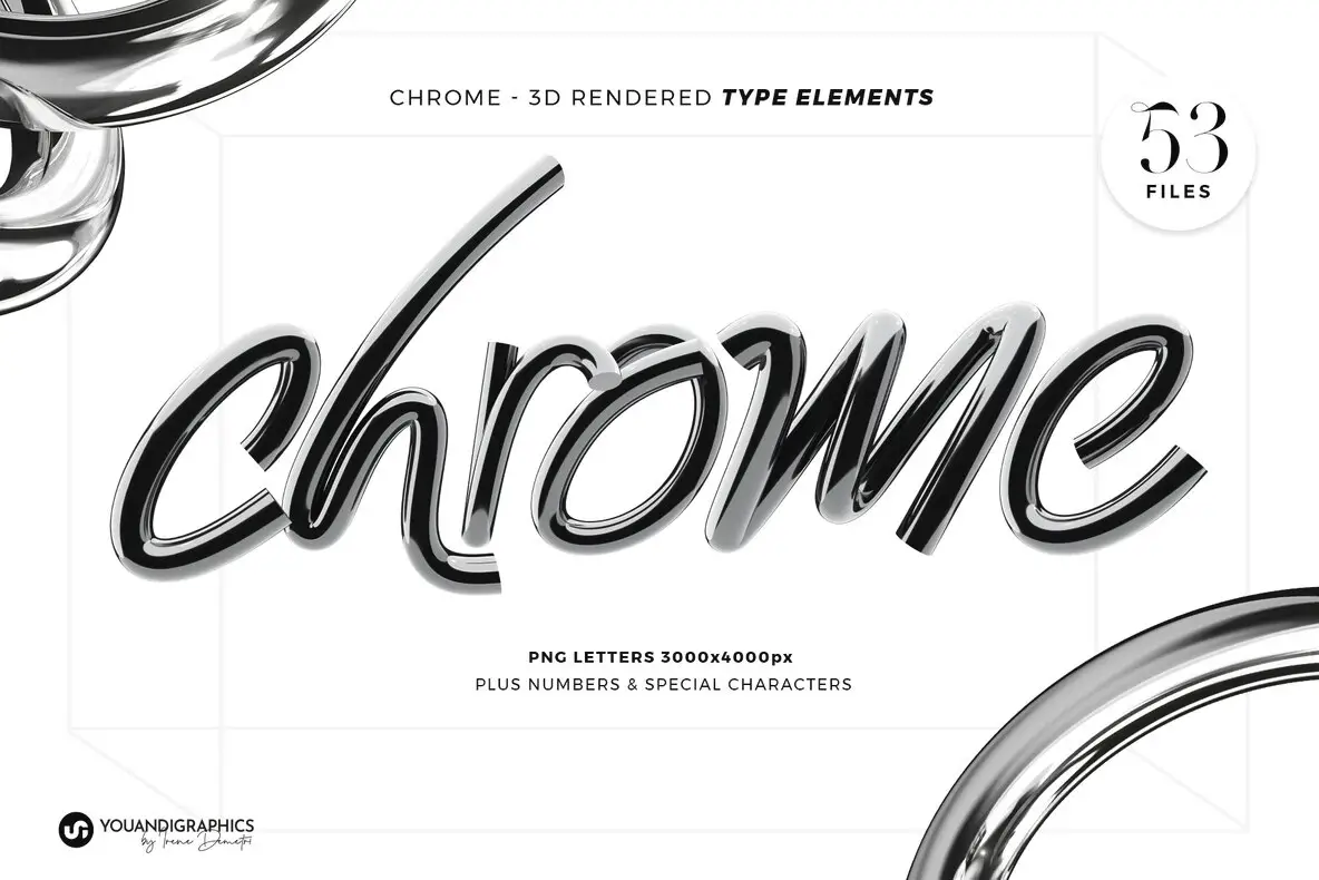 Chrome 3D Lettering set Graphics - YouWorkForThem