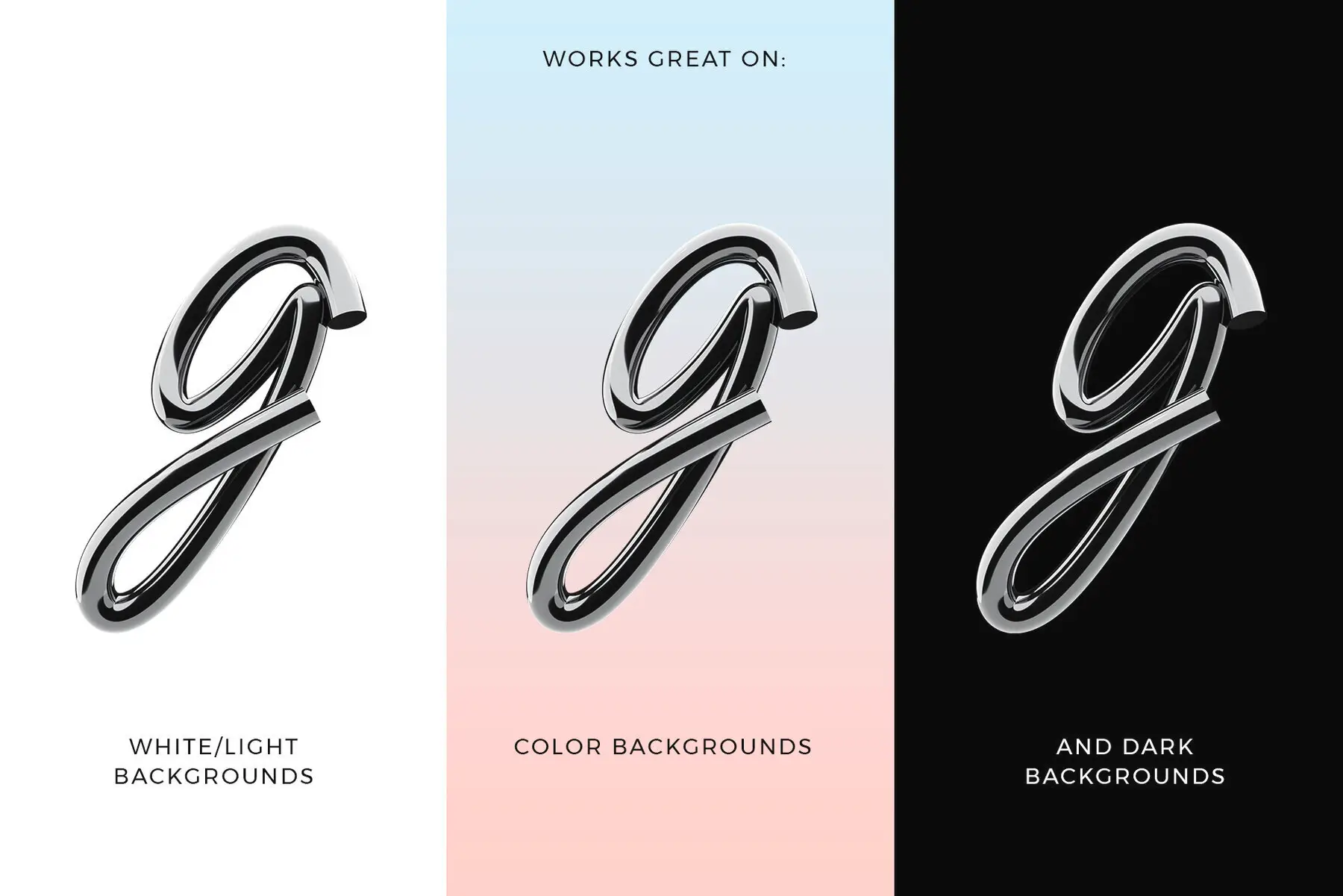 Chrome 3D Lettering set Graphics - YouWorkForThem