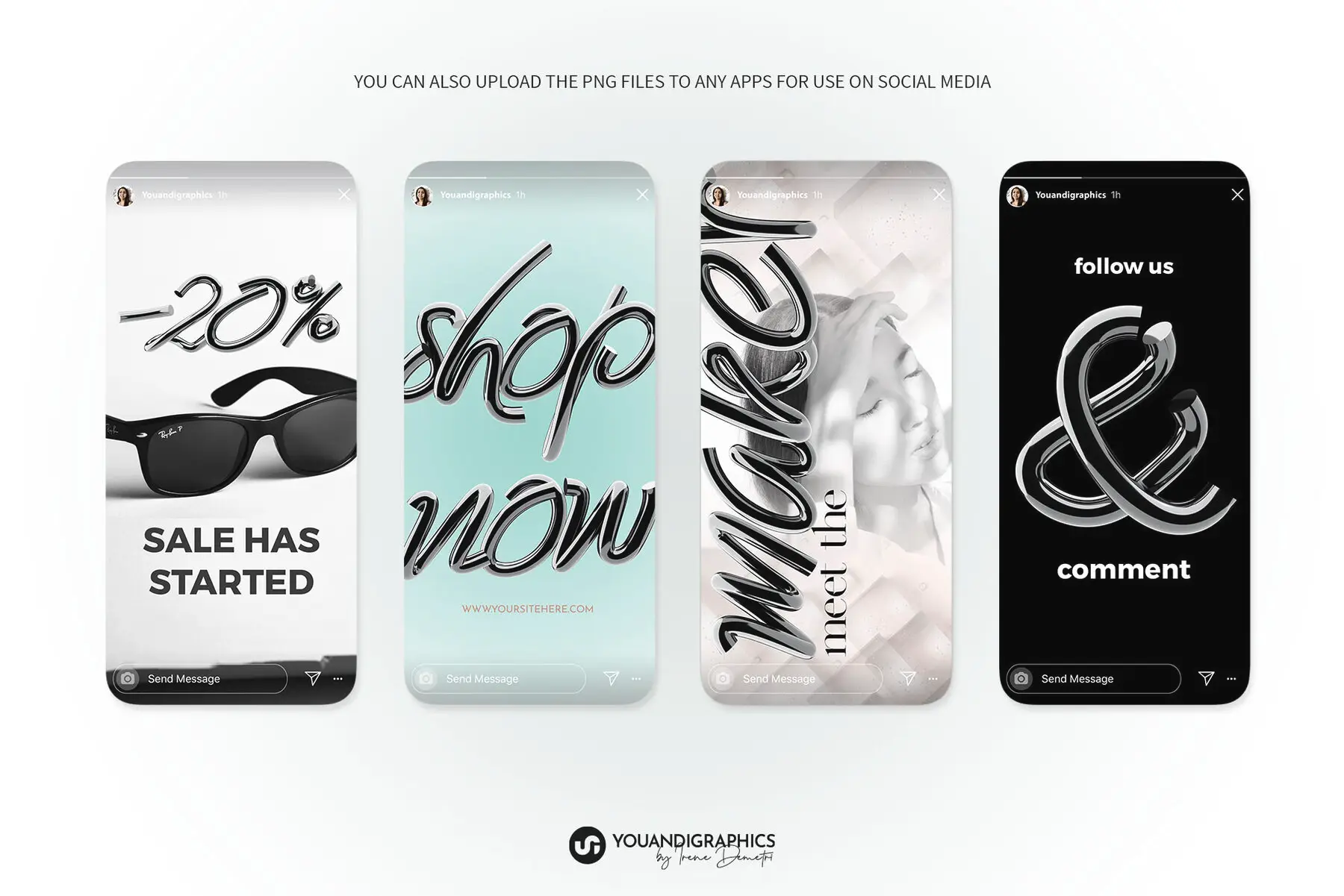 Chrome 3D Lettering set Graphics - YouWorkForThem