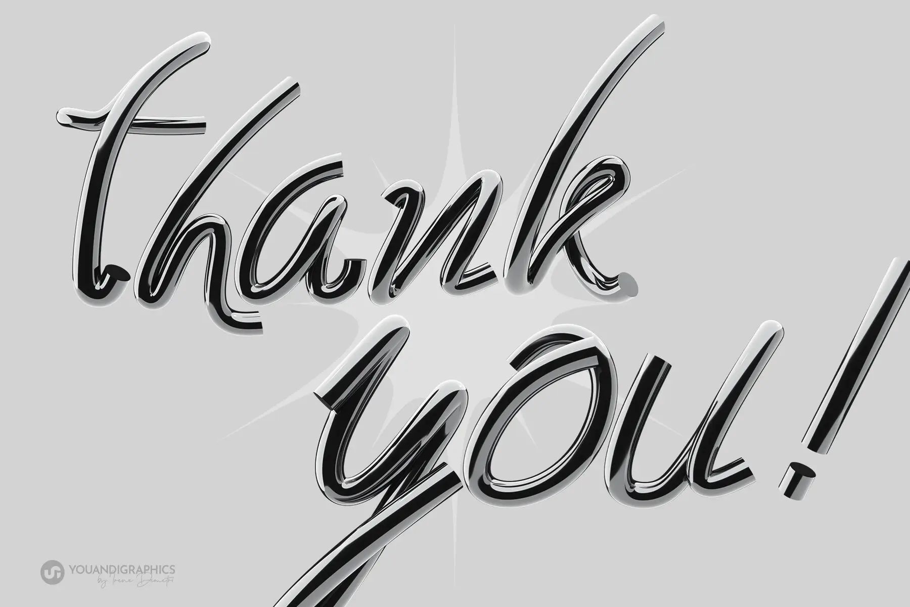 Chrome 3D Lettering set Graphics - YouWorkForThem