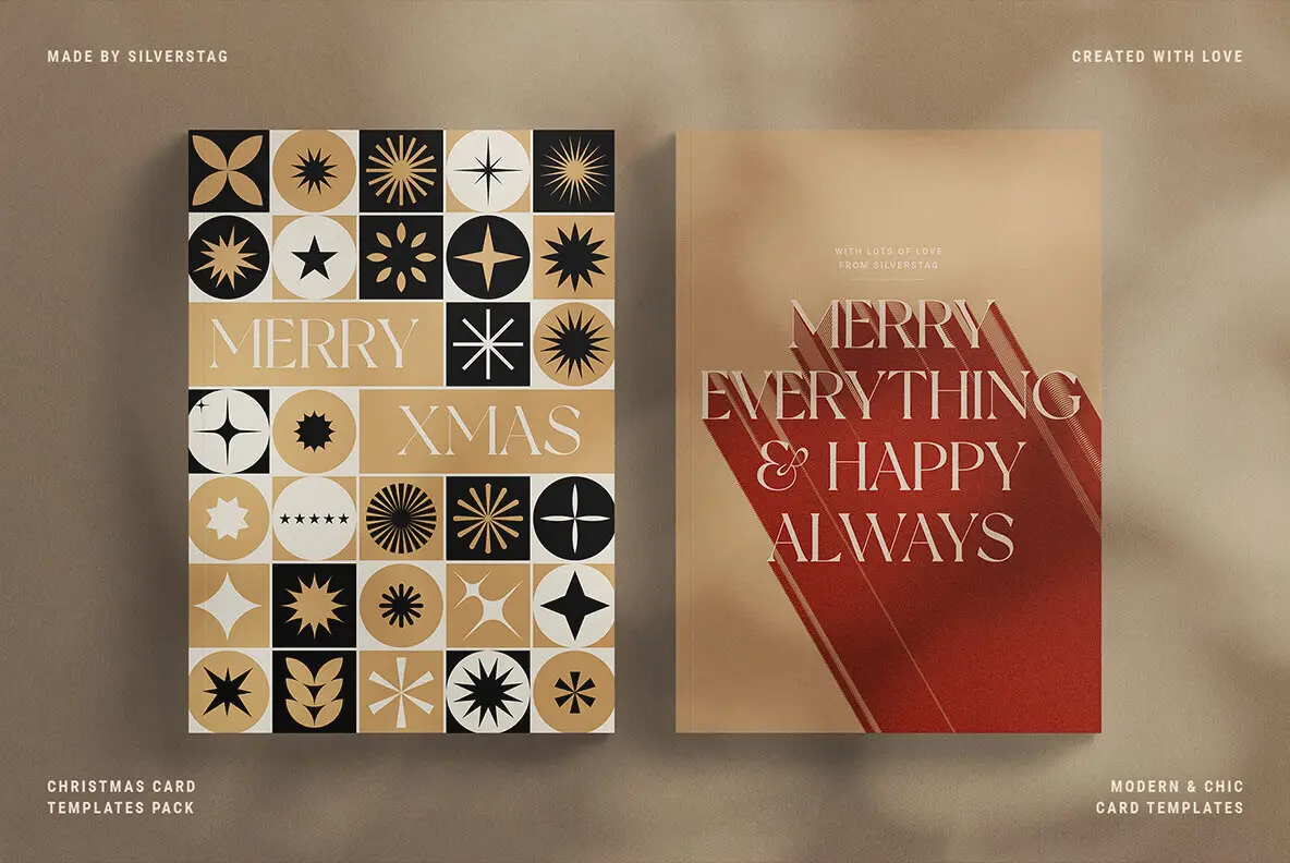 Modern Christmas Card Templates Pack Graphics - YouWorkForThem