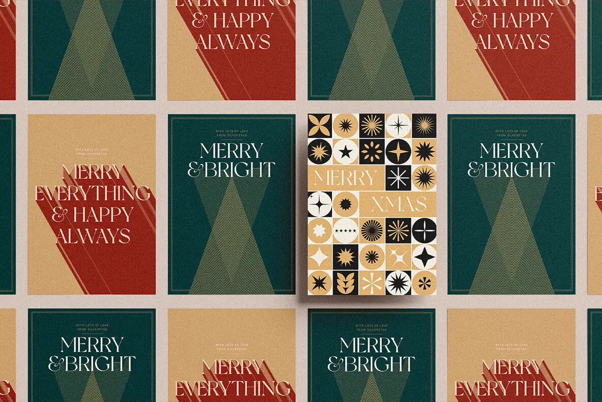 Modern Christmas Card Templates Pack Holidays - YouWorkForThem