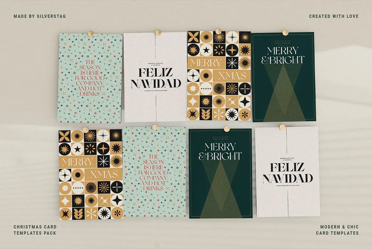 Modern Christmas Card Templates Pack Graphics - YouWorkForThem