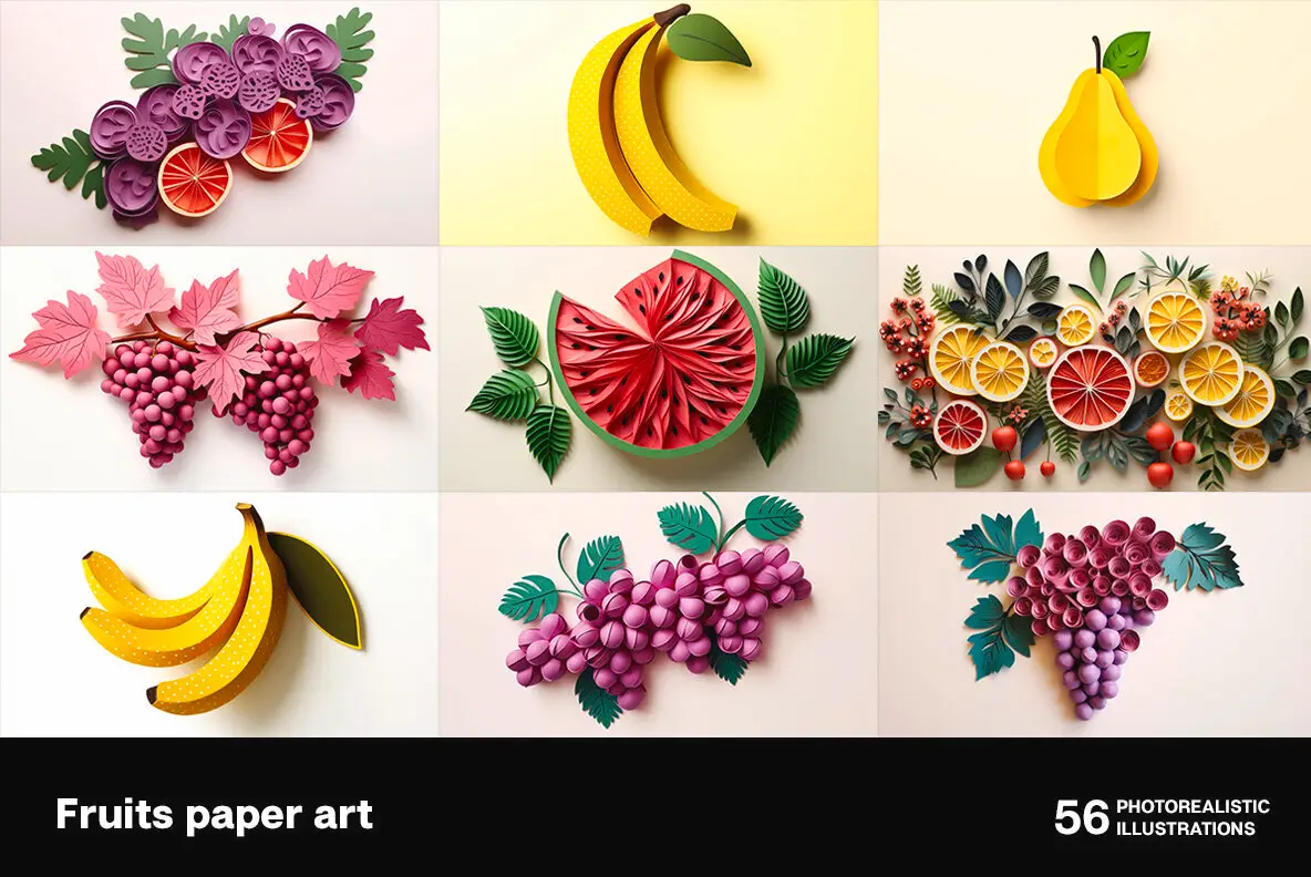 Fruits paper art Graphics - YouWorkForThem