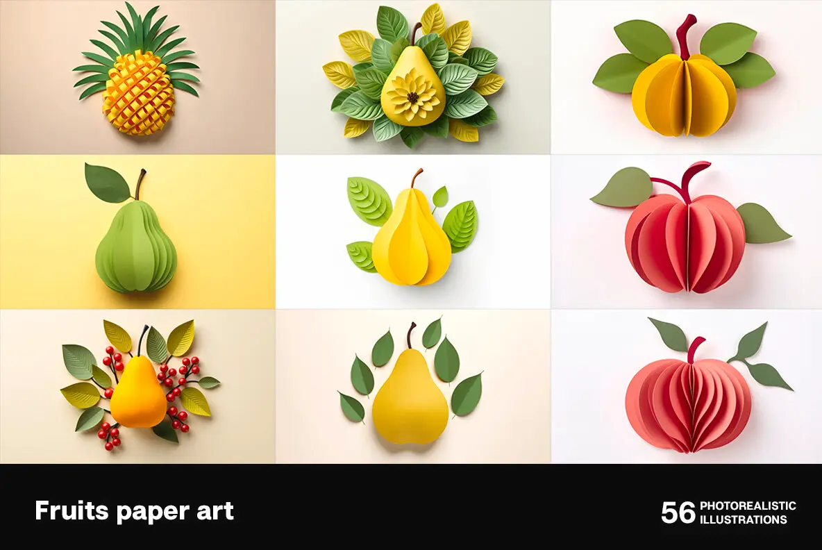 Fruits paper art Graphics - YouWorkForThem
