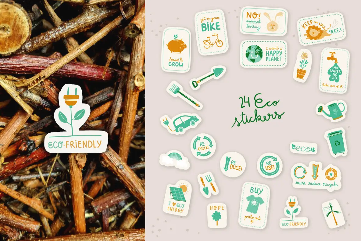 Eco Stickers to Care the Planet Illustrations - YouWorkForThem