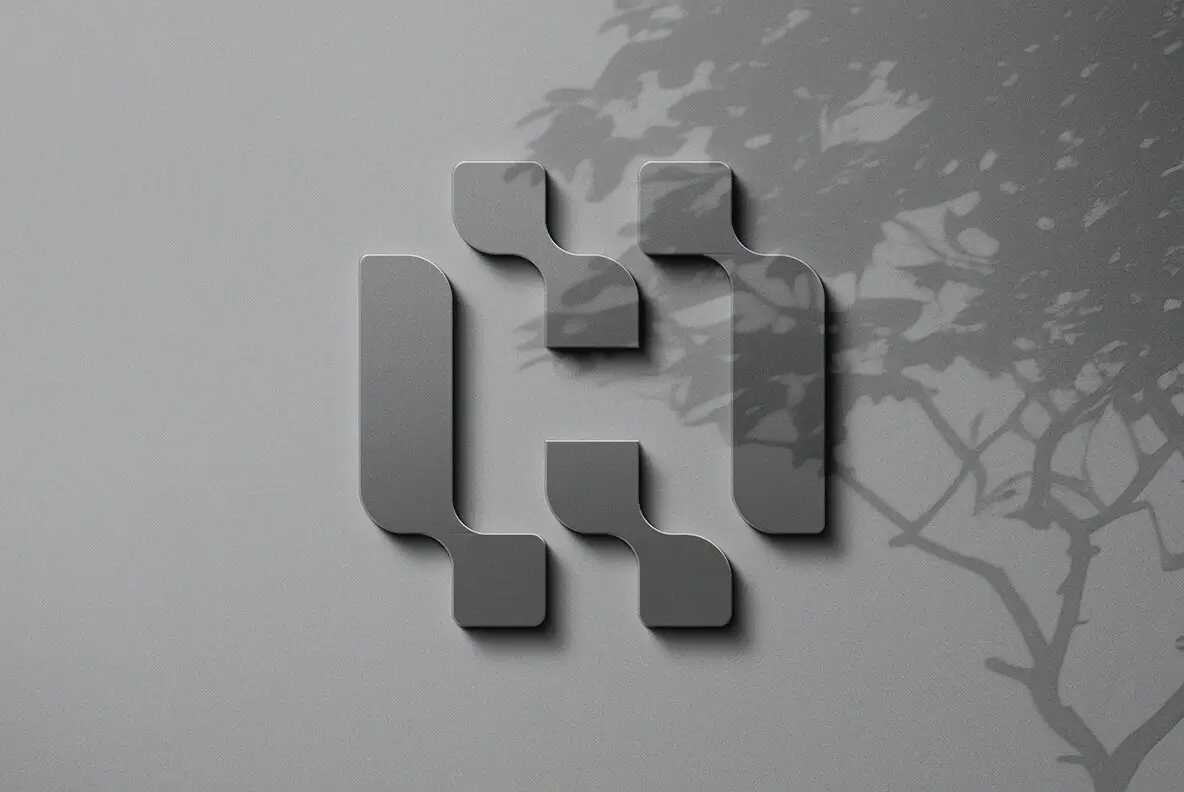 Luxury Steel Sign Logo Mockup with Shadow Overlays Graphics ...