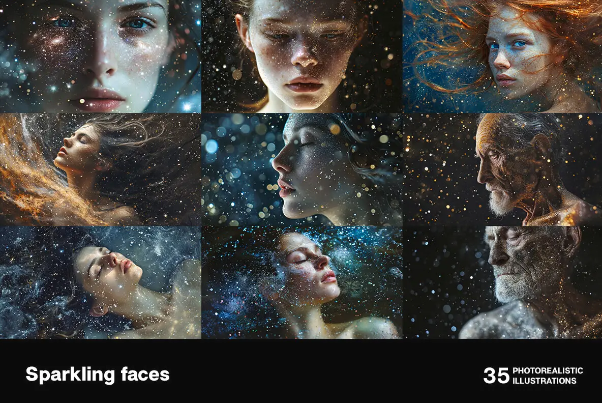 Sparkling faces Graphics - YouWorkForThem