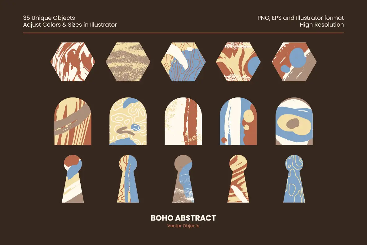 Boho Abstract Vector Objects Graphics - YouWorkForThem