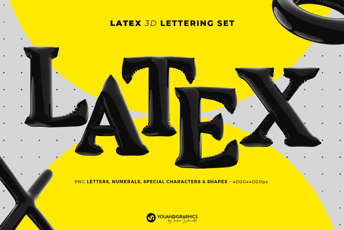 Latex 3D Lettering Set Graphics - YouWorkForThem