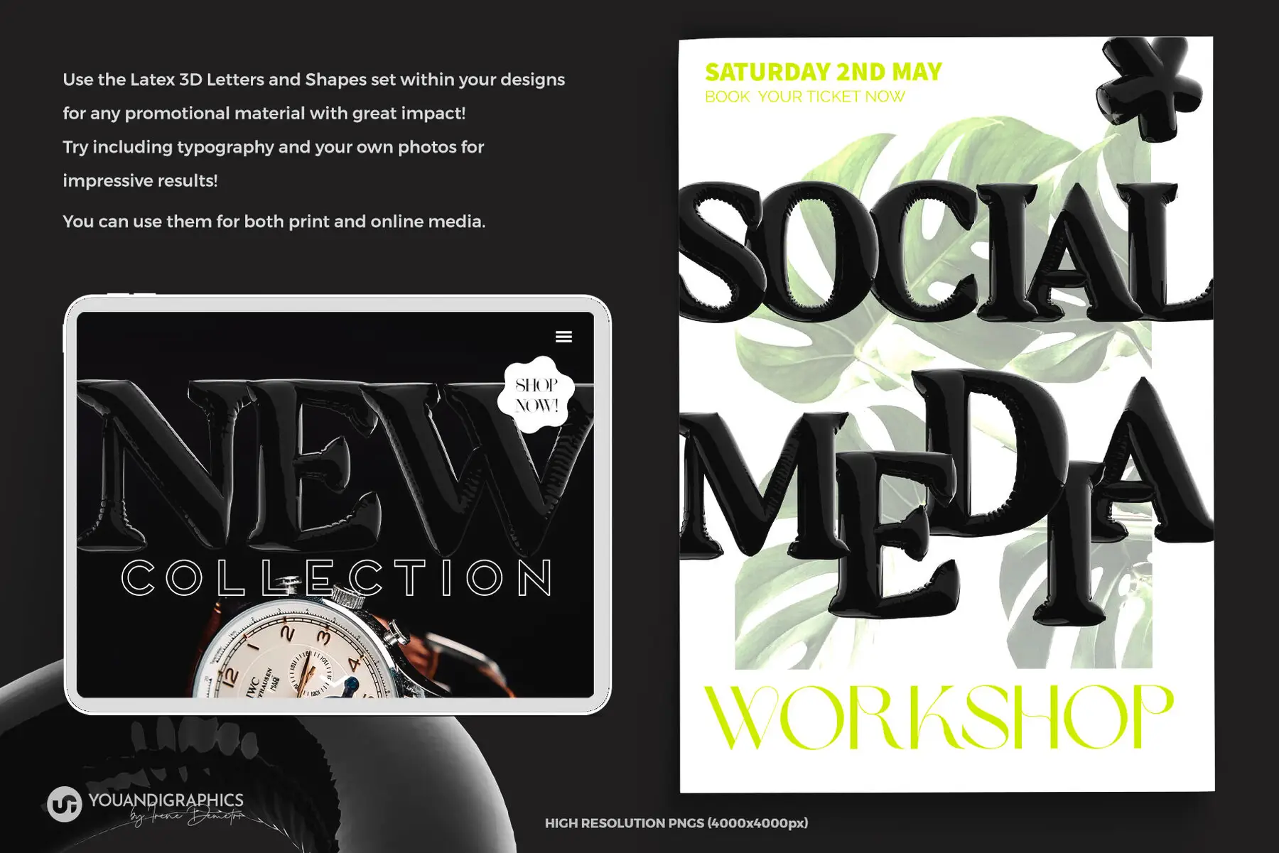 Latex 3D Lettering Set Graphics - YouWorkForThem