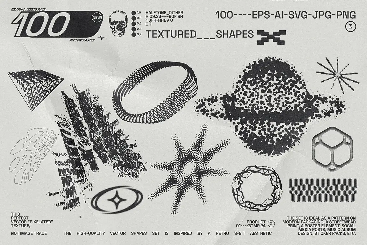100 Textured Abstract Shapes Icons - YouWorkForThem