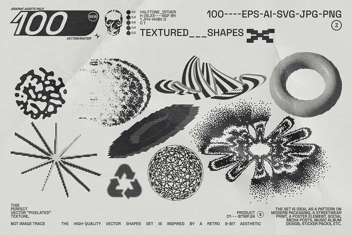 100 Textured Abstract Shapes Icons - YouWorkForThem