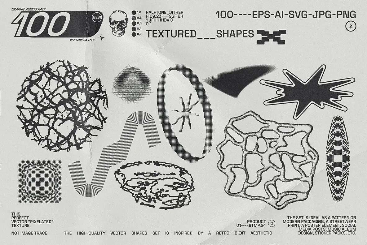 100 Textured Abstract Shapes Icons - YouWorkForThem