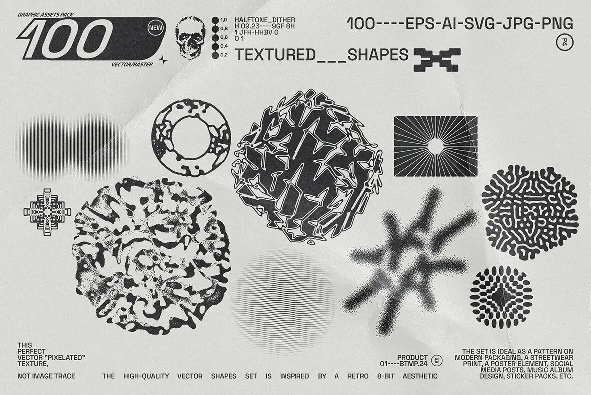 100 Textured Abstract Shapes Icons - YouWorkForThem