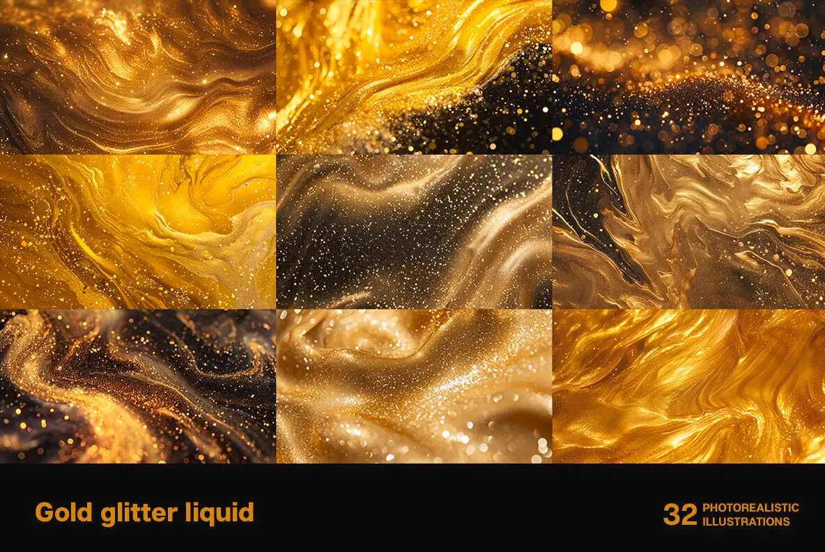 Gold glitter liquid Graphics - YouWorkForThem