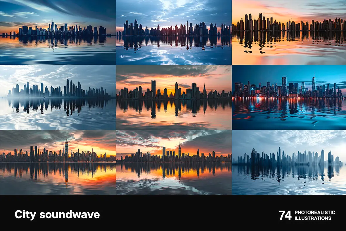 City sound waves Graphics - YouWorkForThem