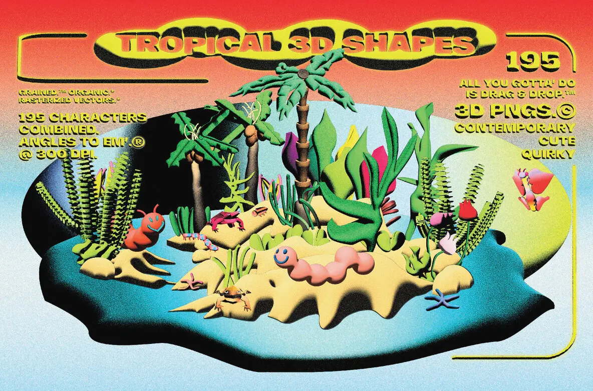 Tropical 3D Shapes Graphics - YouWorkForThem