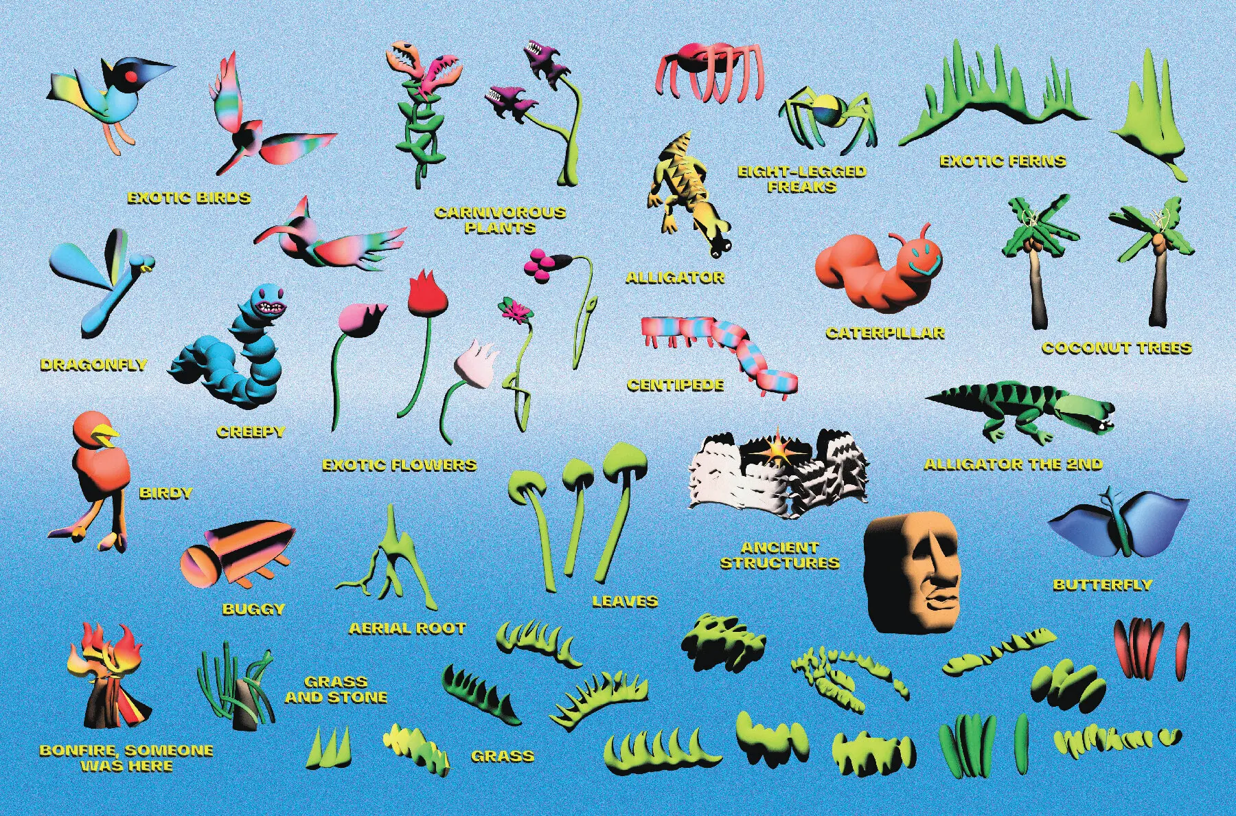 Tropical 3D Shapes Graphics - YouWorkForThem