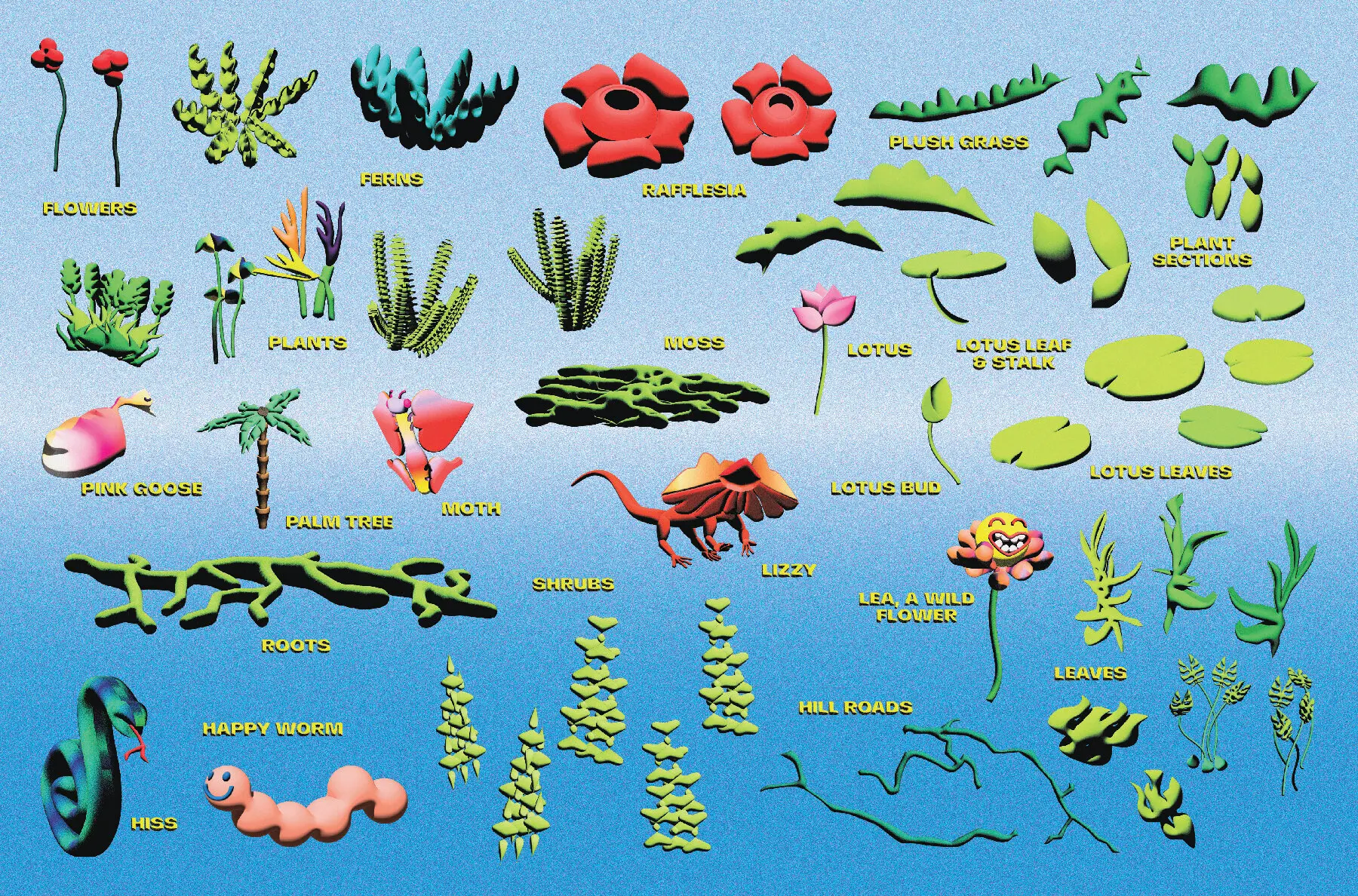 Tropical 3D Shapes Graphics - YouWorkForThem